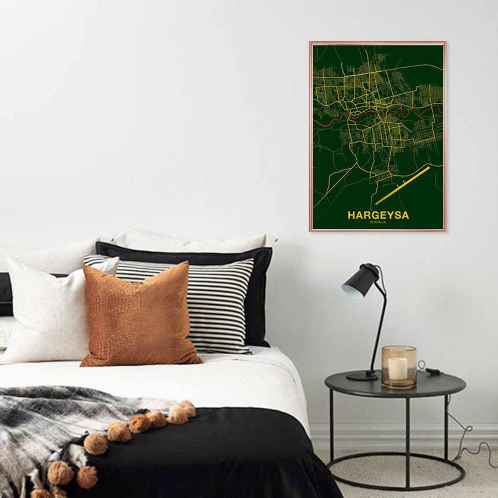 HARGEYSA Somalia Map Poster Color Hometown City Print Modern - Etsy