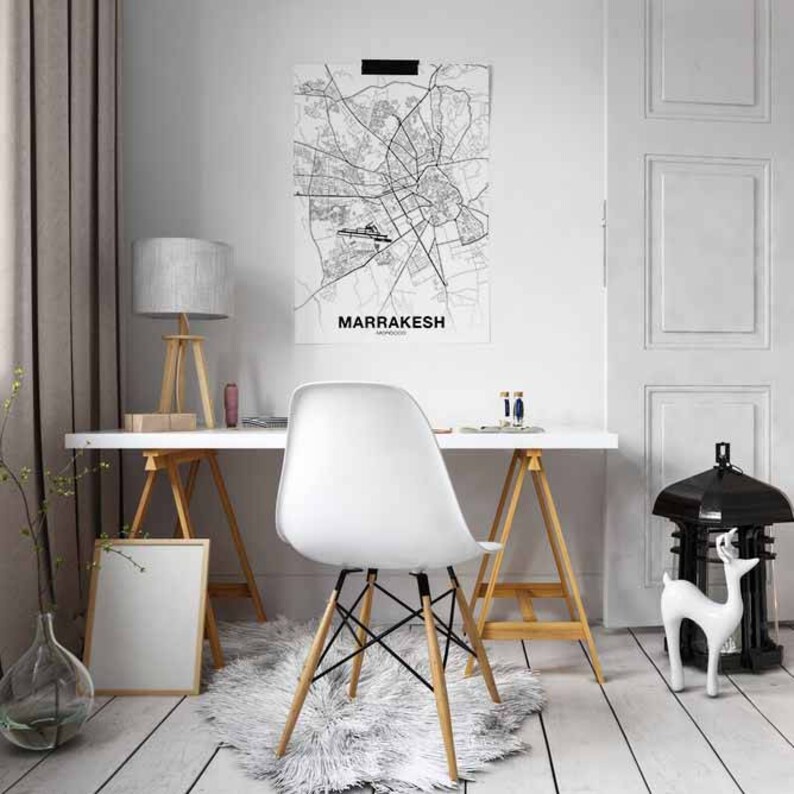 MARRAKESH Morocco Map Poster Hometown City Print Modern Home Decor ...