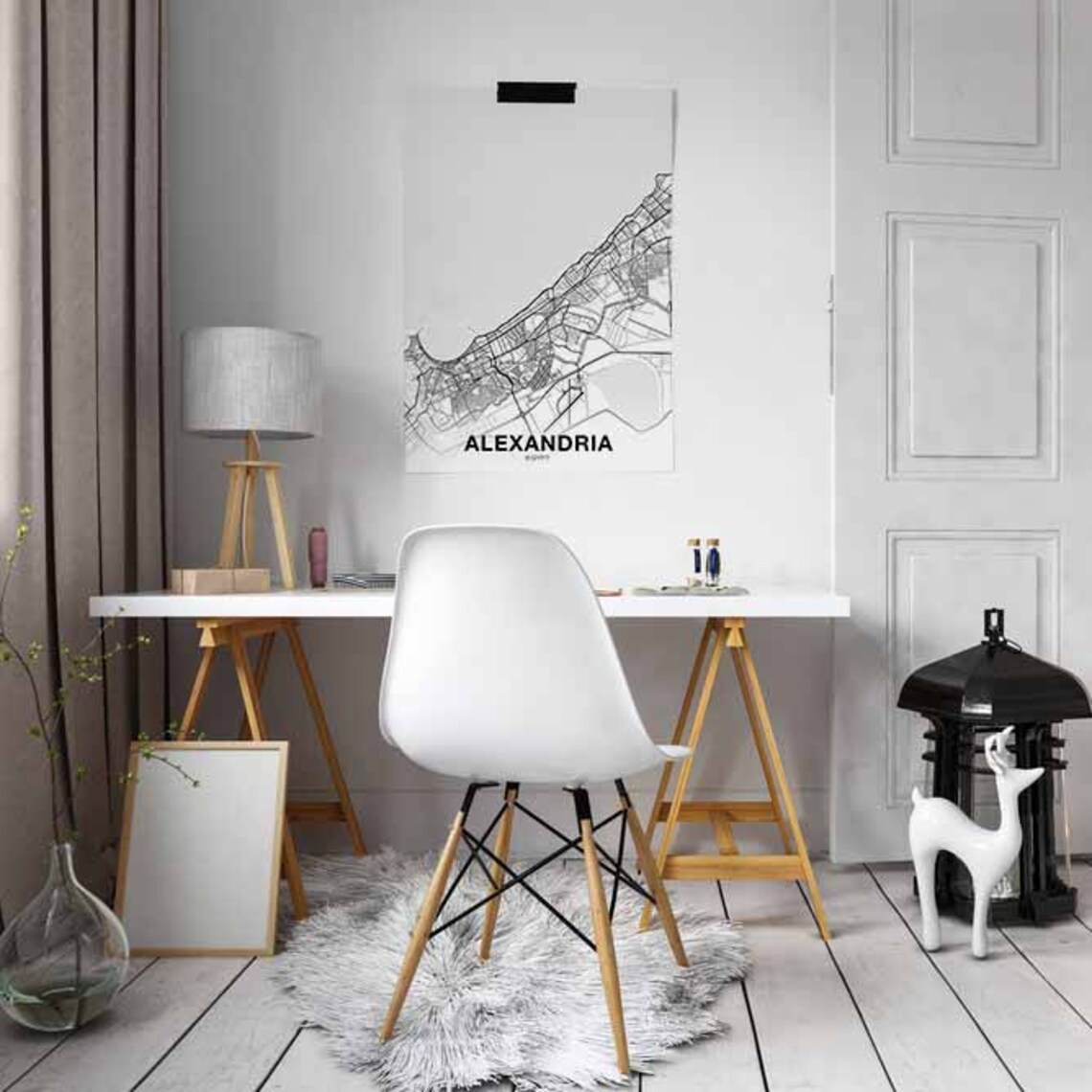 ALEXANDRIA Egypt Map Poster Black White Hometown City Print | Etsy