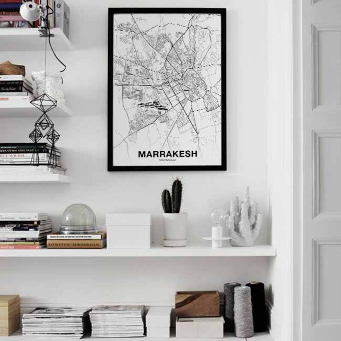 MARRAKESH Morocco Map Poster Hometown City Print Modern Home Decor ...