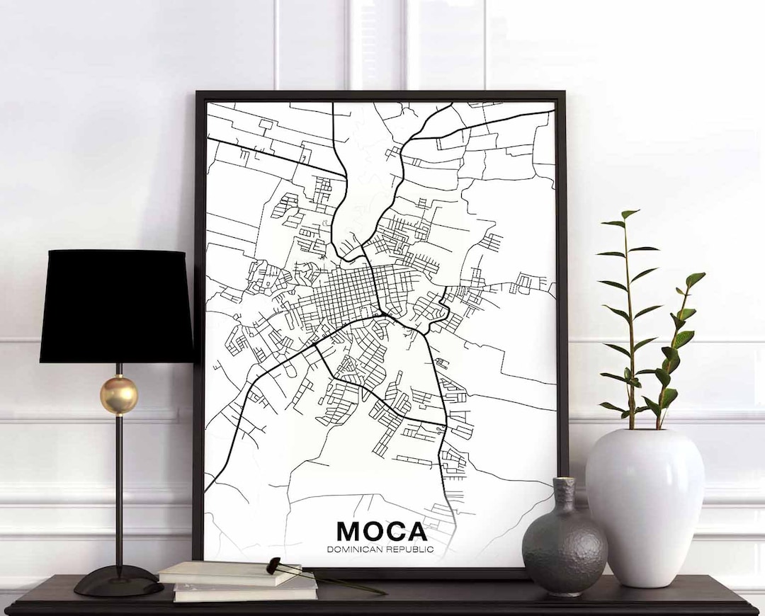 MOCA Dominican Republic Map Poster Black White Hometown City Print ...
