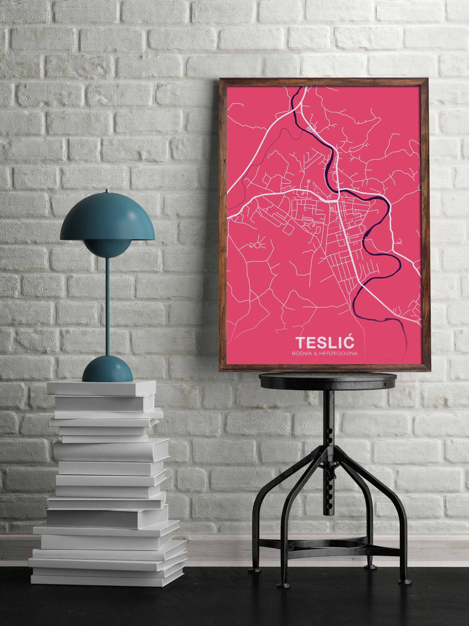 TESLIC Bosnia & Herzegovina Map Poster Color Hometown City | Etsy