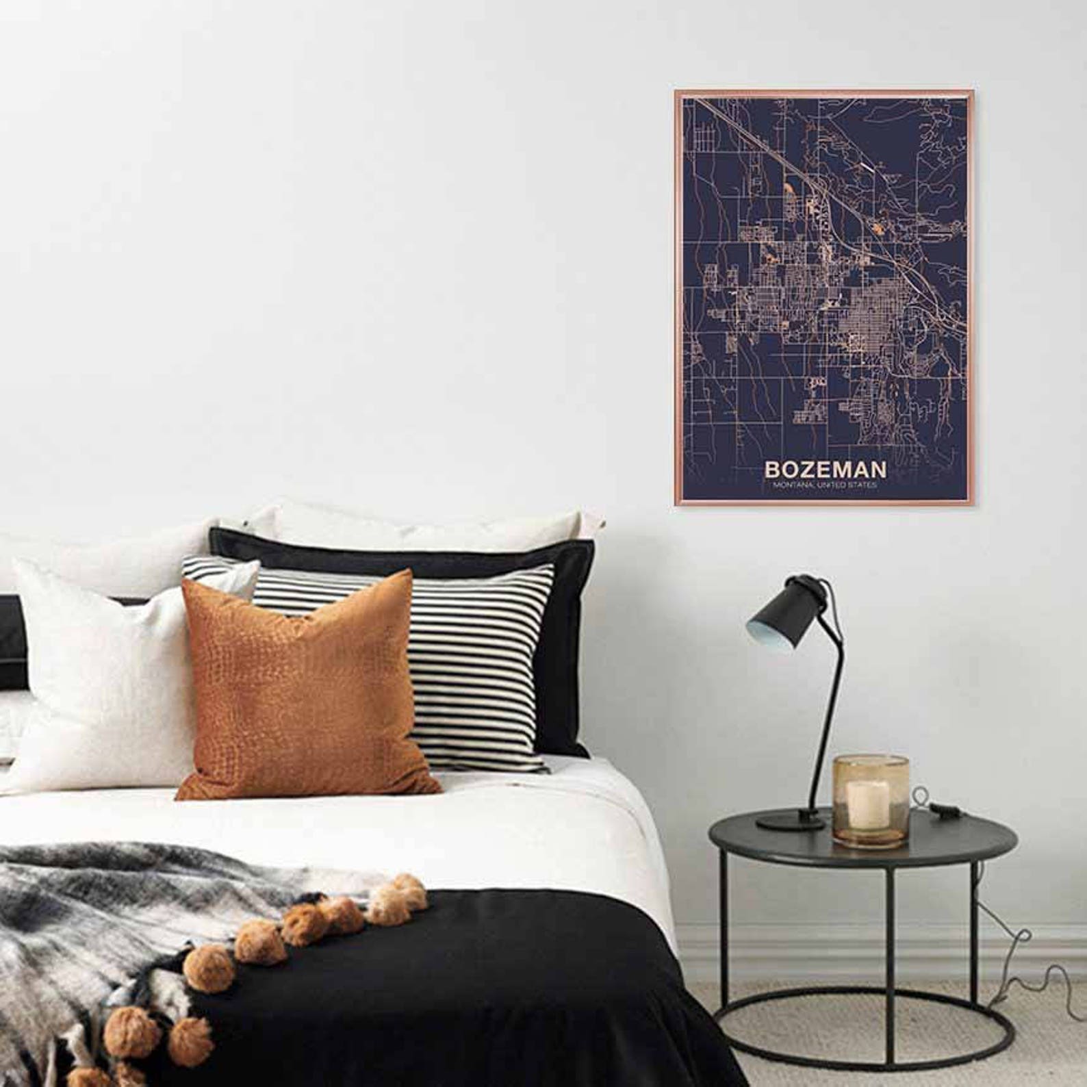 BOZEMAN Montana MT US Map Poster Color Hometown City Print Modern Home ...