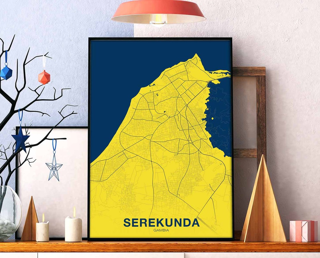 SEREKUNDA Gambia Map Poster Color Hometown City Print Modern Home Decor ...