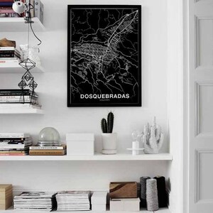 DOSQUEBRADAS Colombia Map Poster Black White Hometown City Print Modern ...