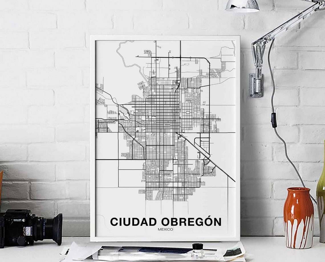 CIUDAD OBREGON Mexico mapa póster Ciudad natal Imprimir - Etsy España