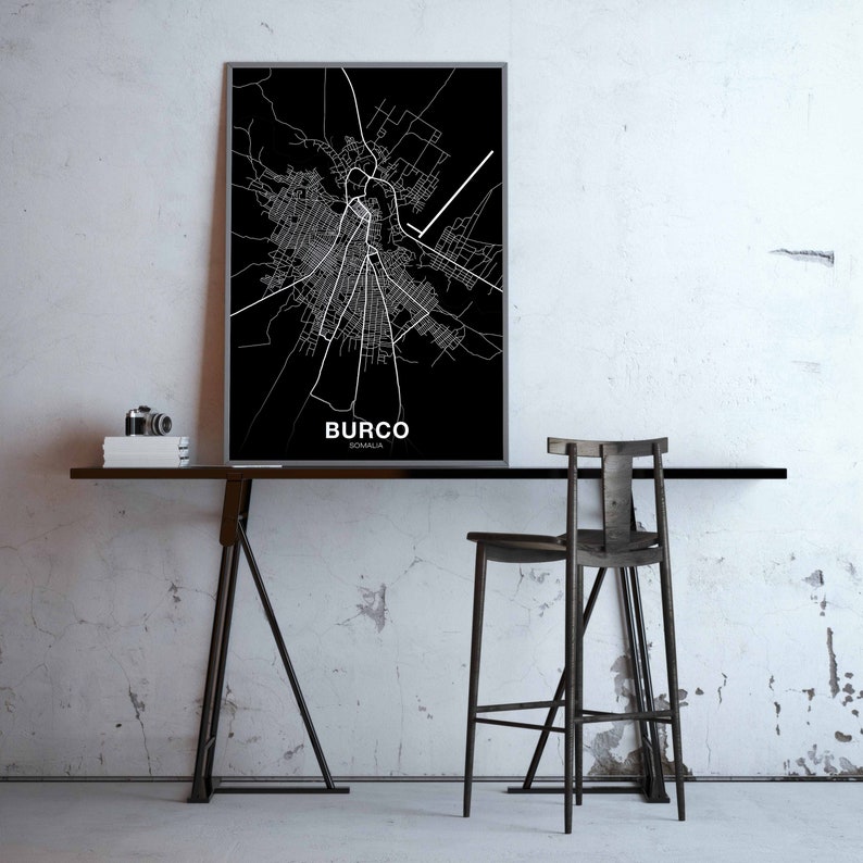 BURCO BURAO Somalia Map Poster Black White Hometown City Print - Etsy
