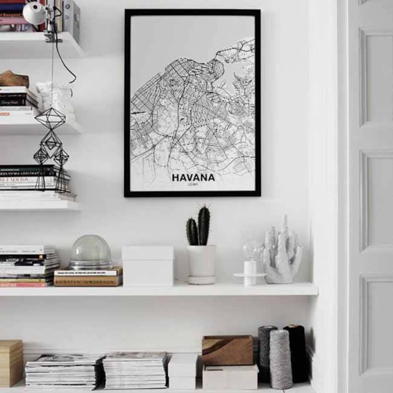 HAVANA LA HABANA Cuba Map Poster Hometown City Print Modern - Etsy