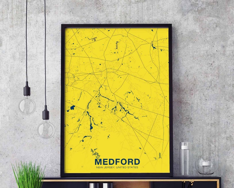 MEDFORD New Jersey NJ USA Map Poster Color Hometown City Print | Etsy