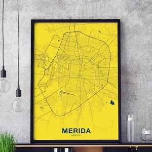 MERIDA Mexico Poster Color Hometown City Print Modern Home Decor Office ...