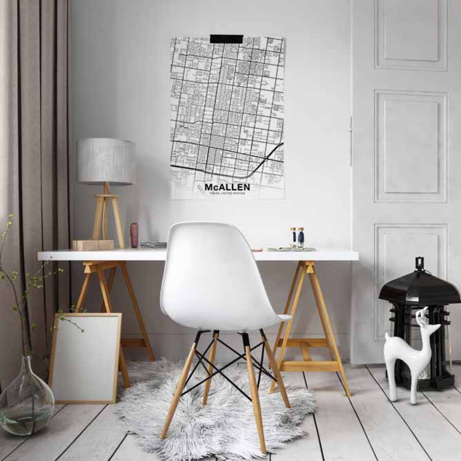 Mcallen Texas TX USA Map Poster Black White Hometown City Print Modern ...
