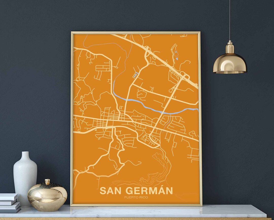 SAN GERMAN Puerto Rico PR Map Poster Color Hometown City Print Modern ...