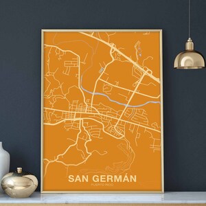 SAN GERMAN Puerto Rico PR Map Poster Color Hometown City Print Modern ...