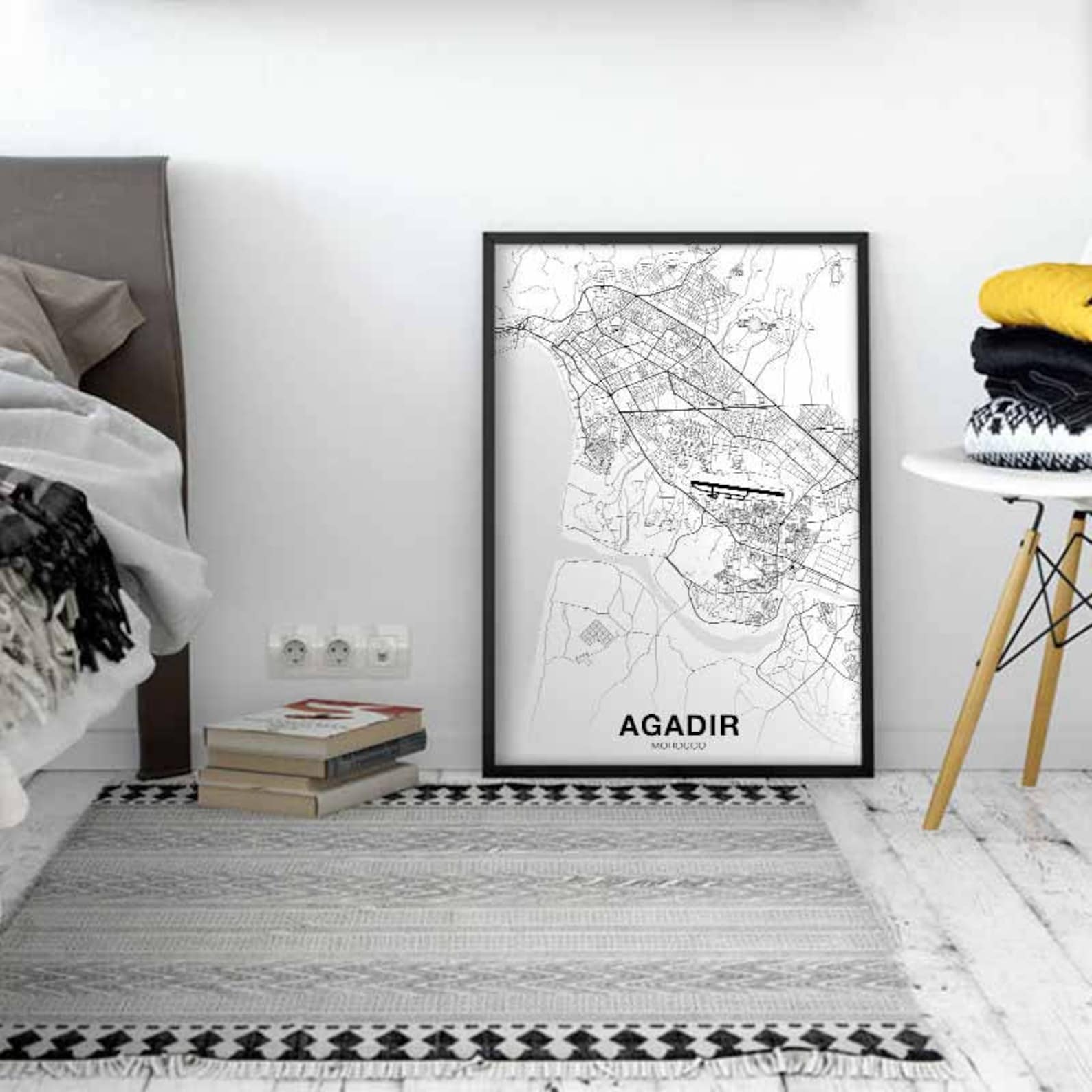 AGADIR Morocco Map Poster Hometown City Print Modern Home Decor Office ...