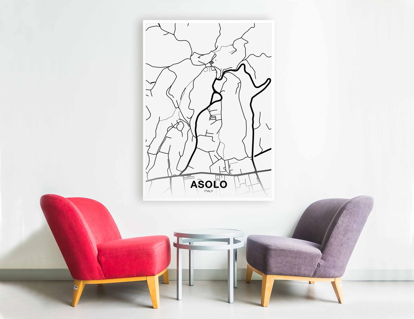 ASOLO Italy Map Poster Hometown City Print Modern Home Decor - Etsy UK