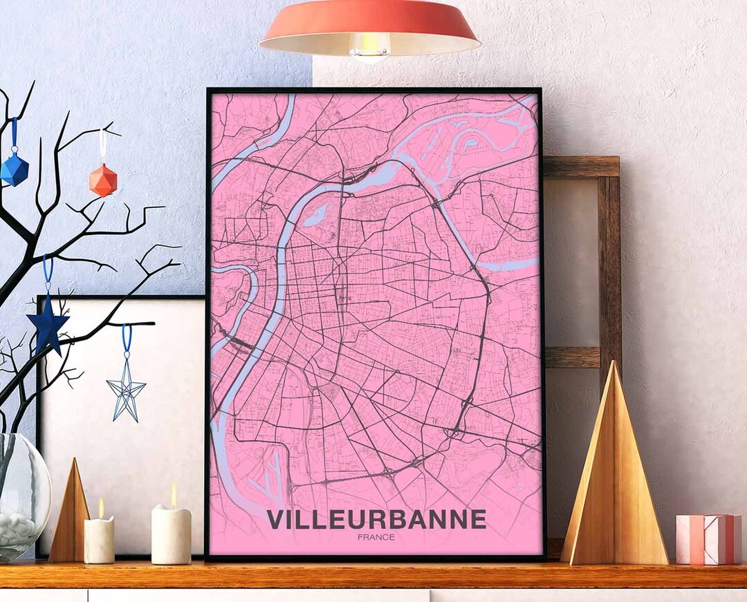 VILLEURBANNE France Map Poster Colors Hometown City Print Modern Home ...