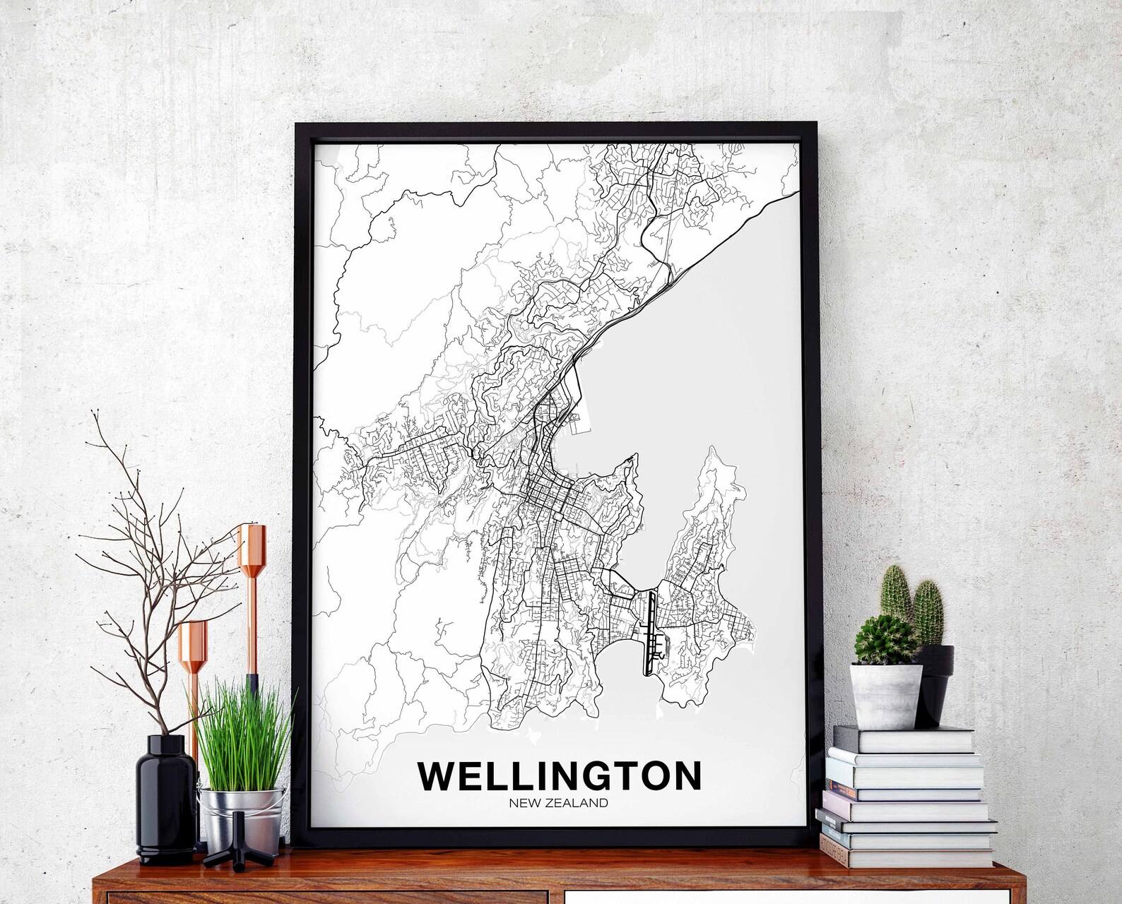 WELLINGTON New Zealand Map Poster Hometown City Print Modern Home Decor ...