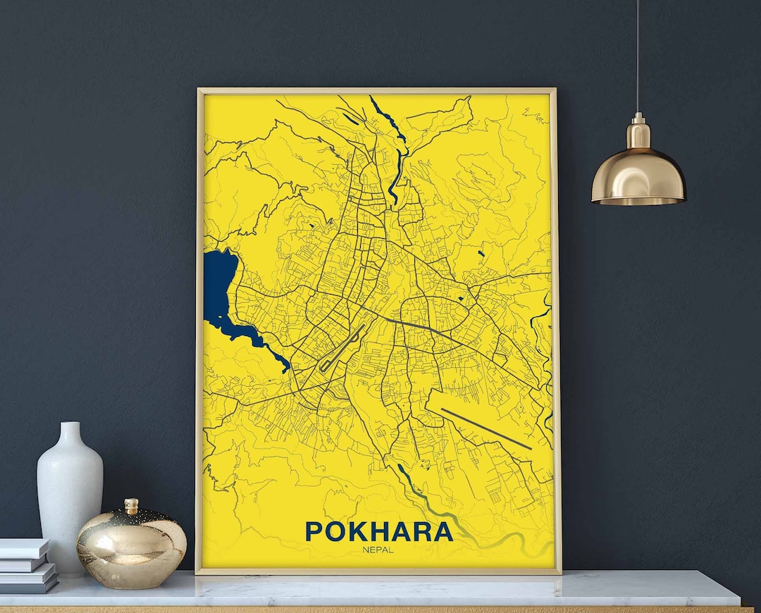 POKHARA Nepal Map Poster Color Hometown City Print Modern Home Decor ...