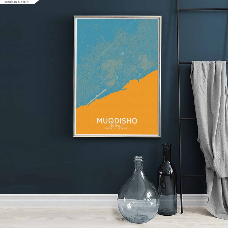 MUQDISHU MOGADISHU Somalia Map Poster Black White Hometown City Print ...