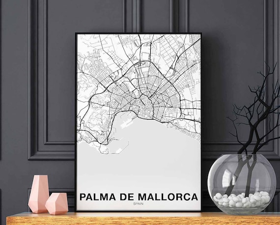 PALMA DE MALLORCA Spain Map Poster Hometown City Print Modern | Etsy