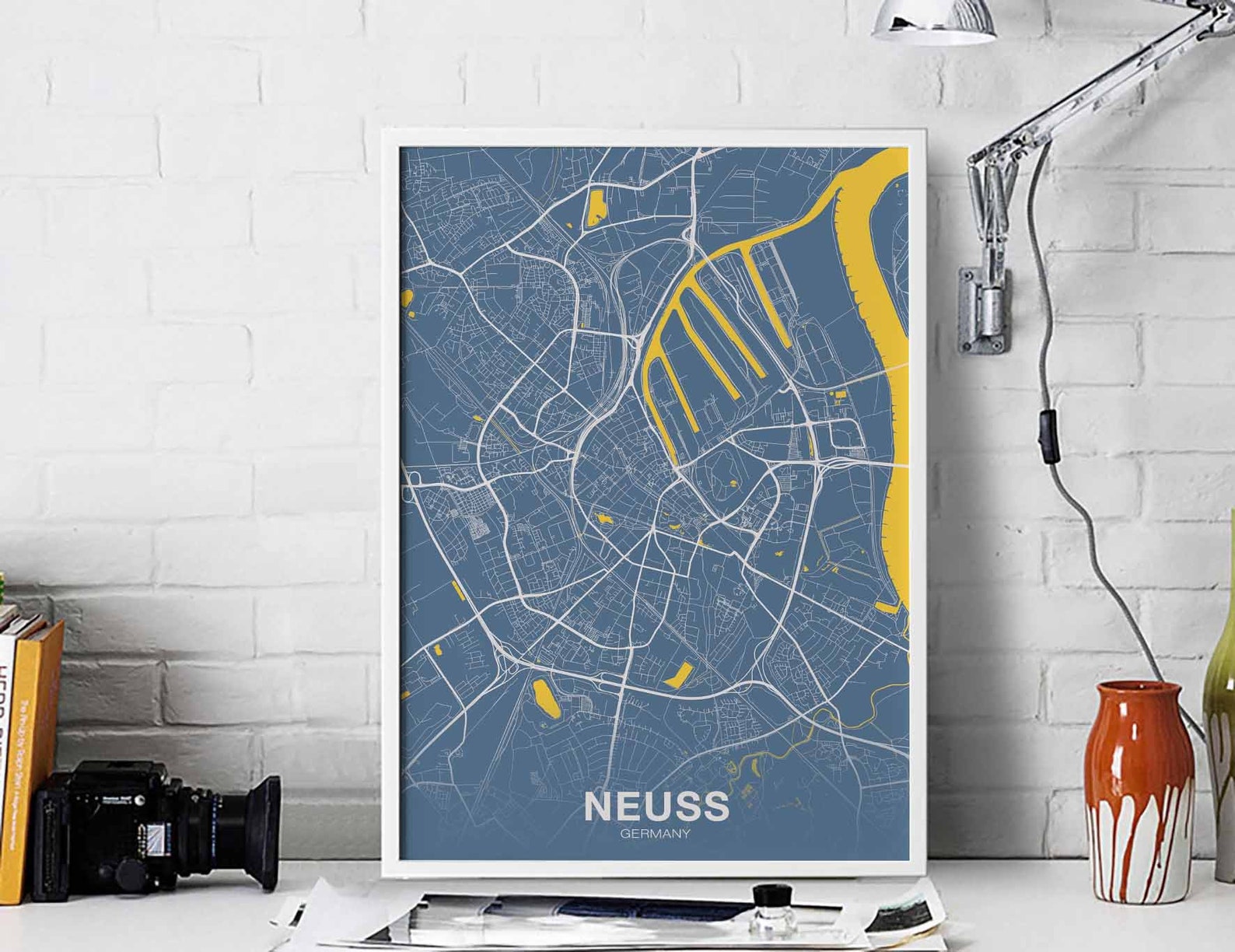NEUSS Germany Map Poster Color Hometown City Print Modern Home - Etsy