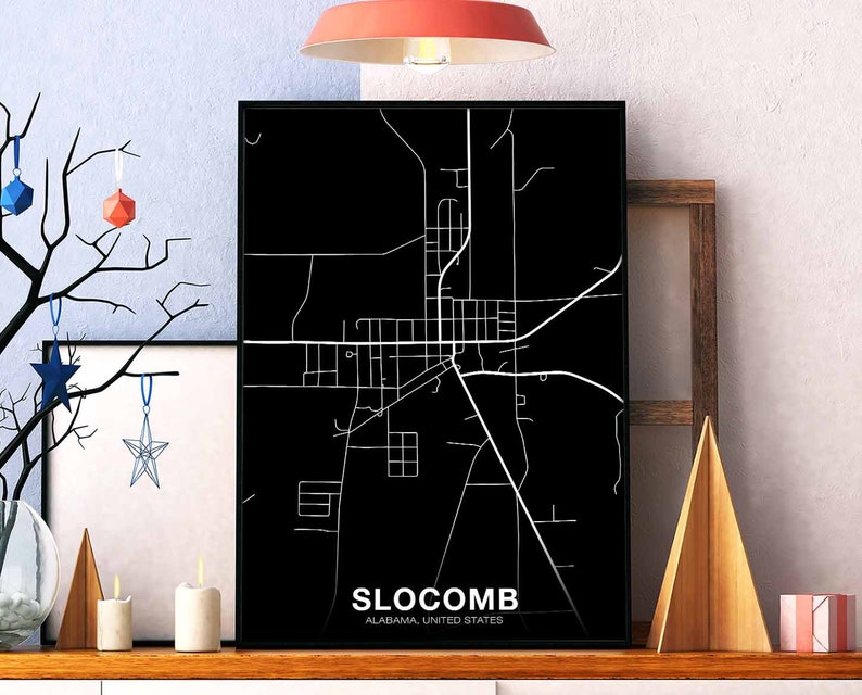 SLOCOMB Alabama AL USA Map Poster Black White Hometown City - Etsy