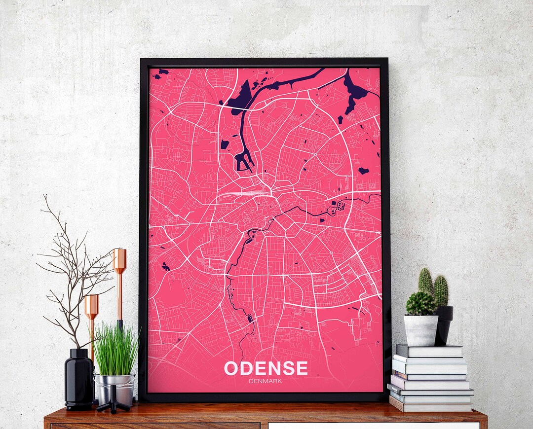 ODENSE Denmark Map Poster Color Hometown City Print Modern Home Decor ...
