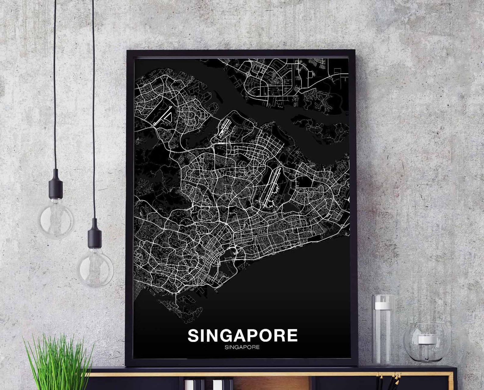 SINGAPORE Map Poster Hometown City Print Modern Home Decor - Etsy