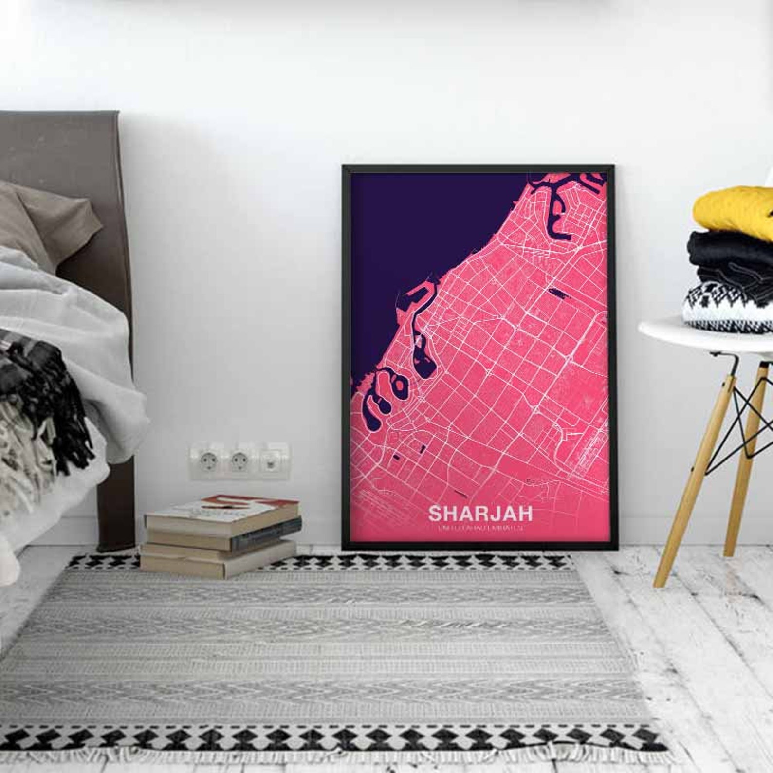 SHARJAH United Arab Emirates UAE Map Poster Color Hometown - Etsy