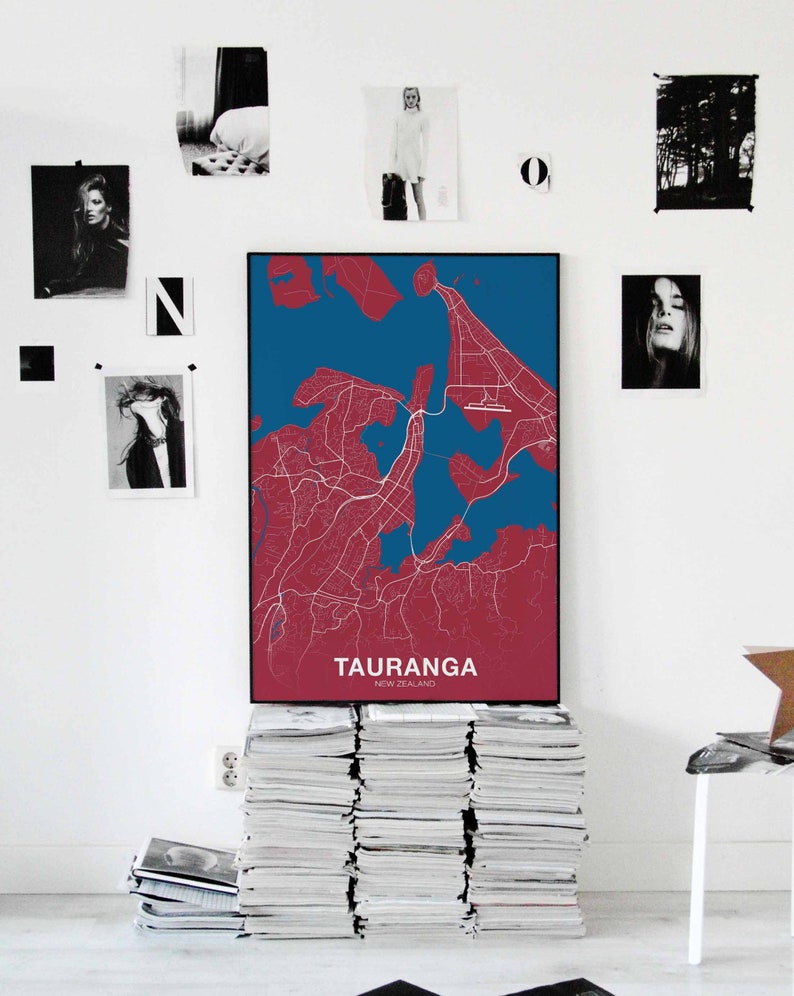 TAURANGA New Zealand Map Poster Color Hometown City Print | Etsy