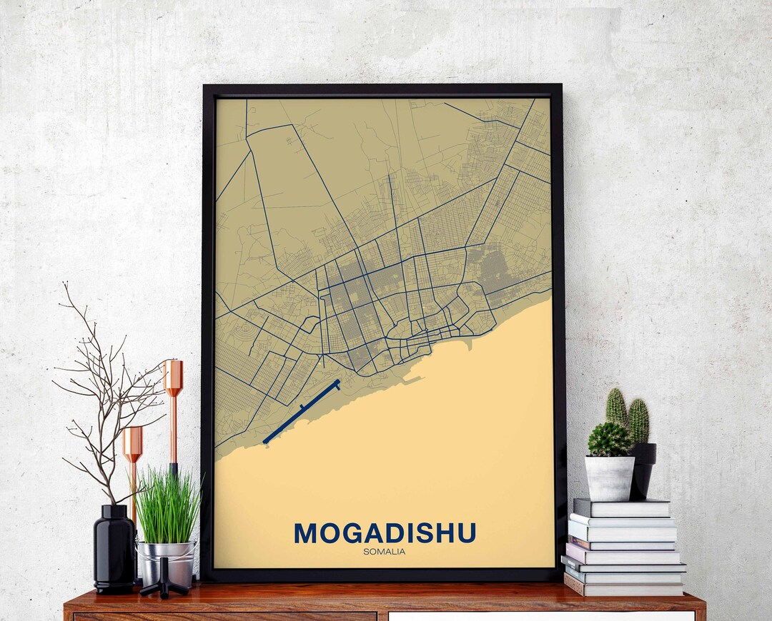 MOGADISHU Somalia Map Poster Black White Hometown City Print Modern ...