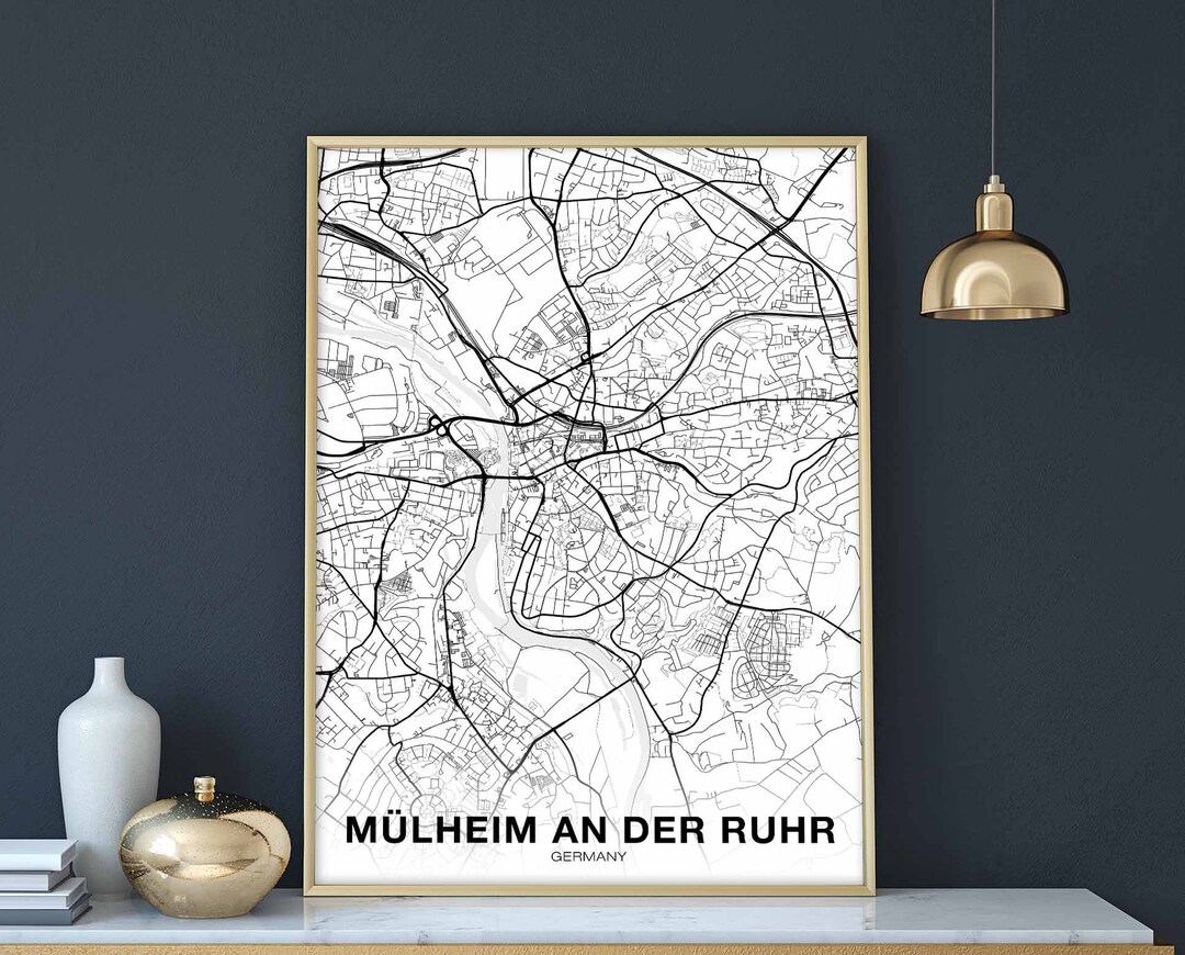 MULHEIM an Der RUHR Germany Map Poster Black White Hometown City Print ...