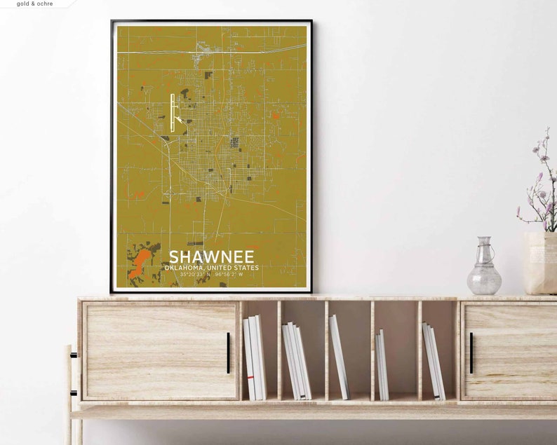 SHAWNEE Oklahoma OK Map Poster Black White Hometown City Print - Etsy