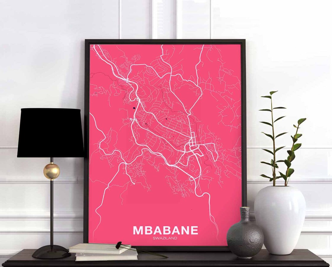 MBABANE Swaziland Poster Color Hometown City Print Modern Home Decor ...