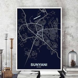 SUNYANII Ghana Map Poster Color Hometown City Print Modern Home Decor ...