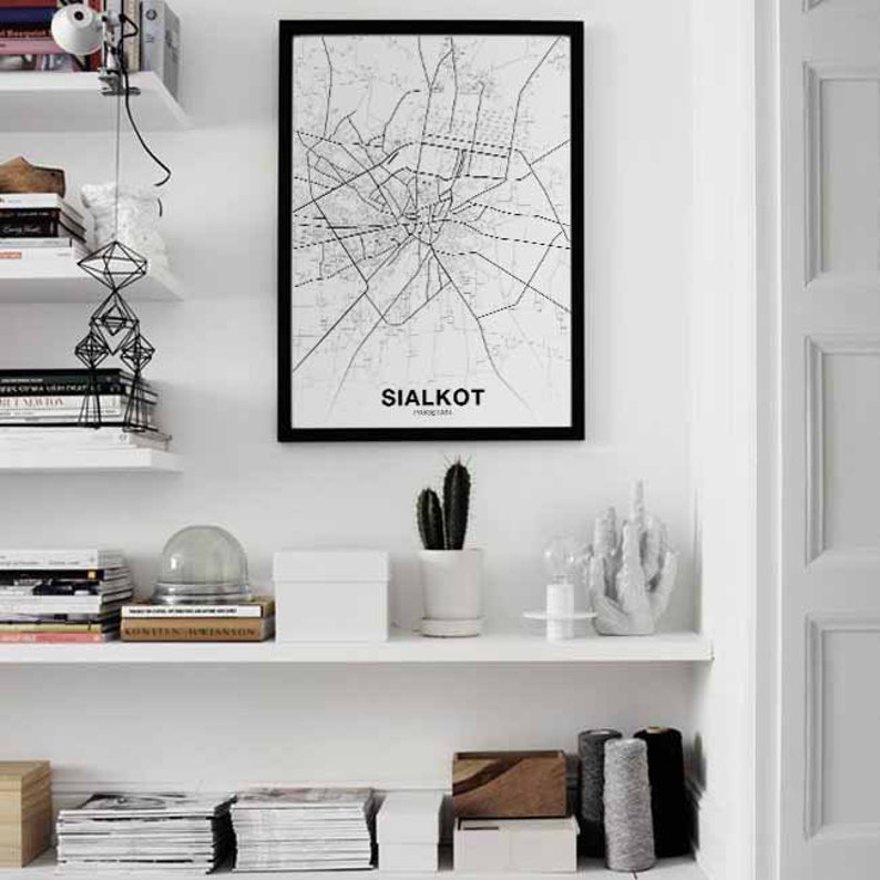 SIALKOT Pakistan Map Poster Hometown City Print Modern Home Decor ...
