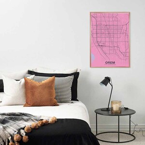 OREM Utah UT USA Map Poster Color Hometown City Print Modern Home Decor ...