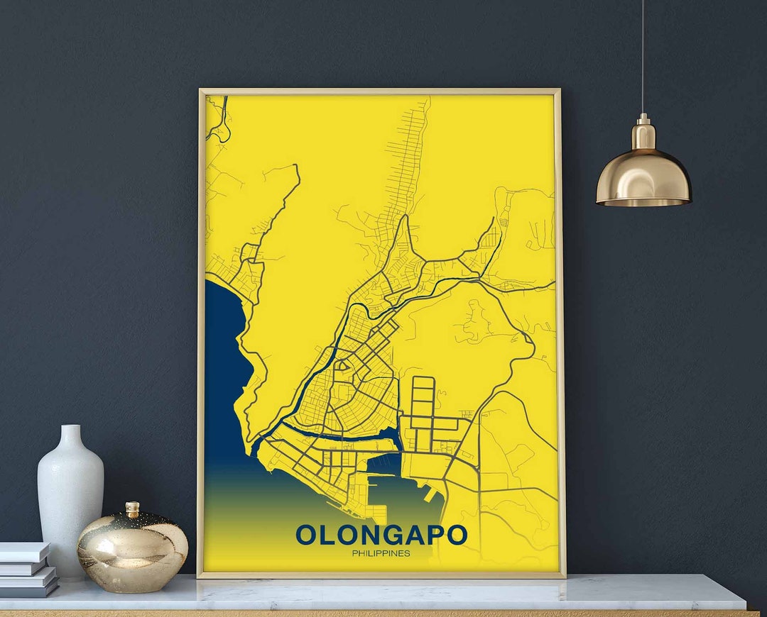 OLONGAPO Philippines Map Poster Color Hometown City Print Modern Home ...