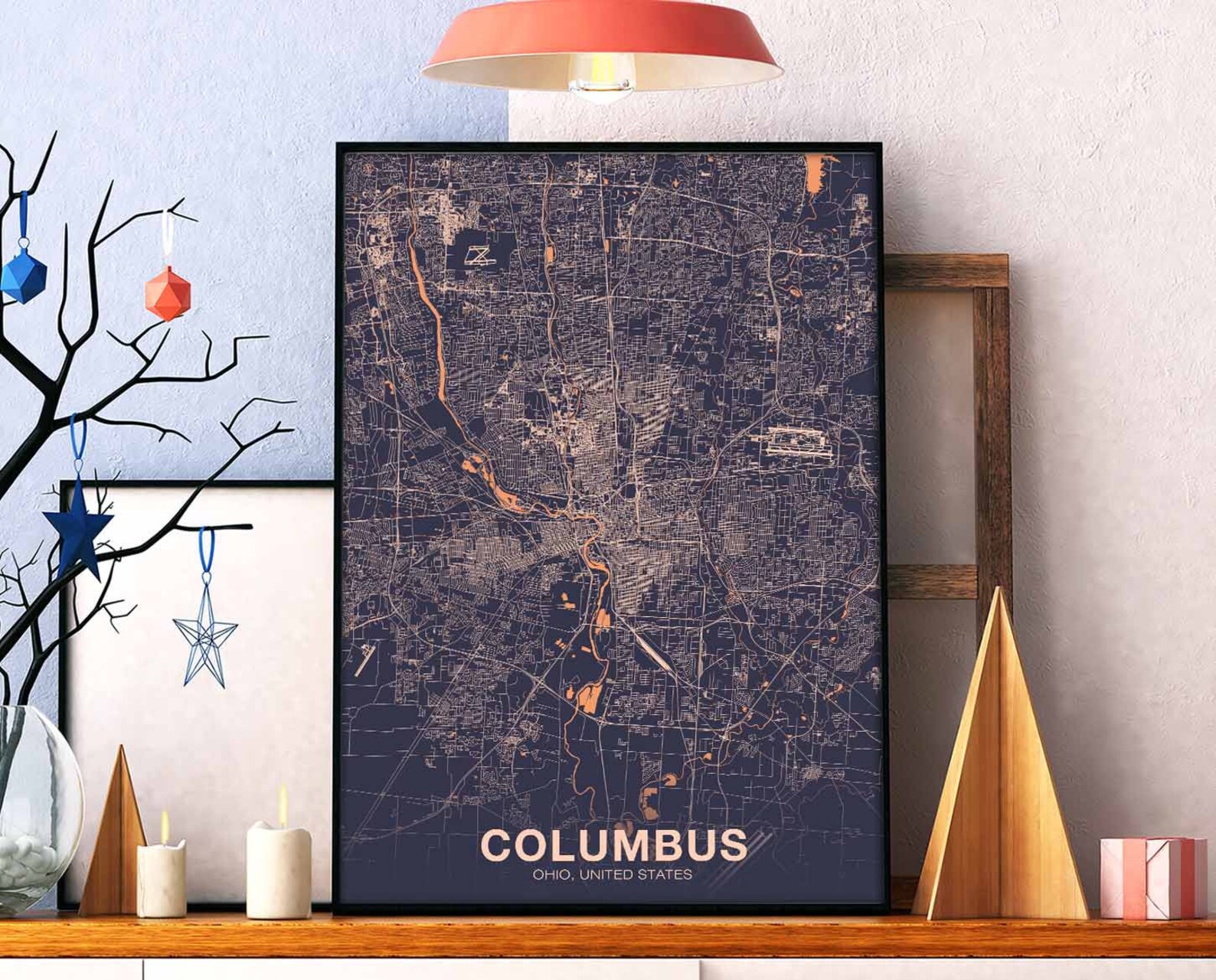 COLUMBUS Ohio OH US Map Poster Color Hometown City Print - Etsy