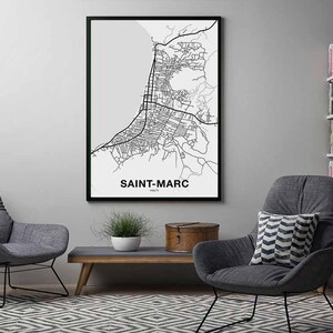 SAINT-MARC Haiti Map Poster Black White Hometown City Print Modern Home ...
