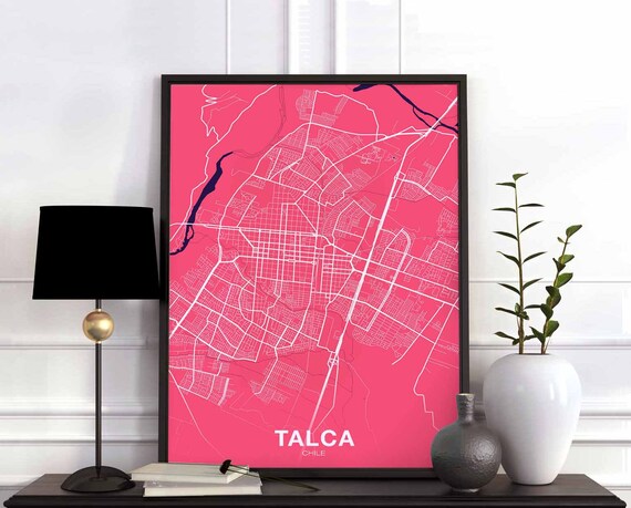 TALCA Chile Map Poster Color Hometown City Print Modern Home | Etsy