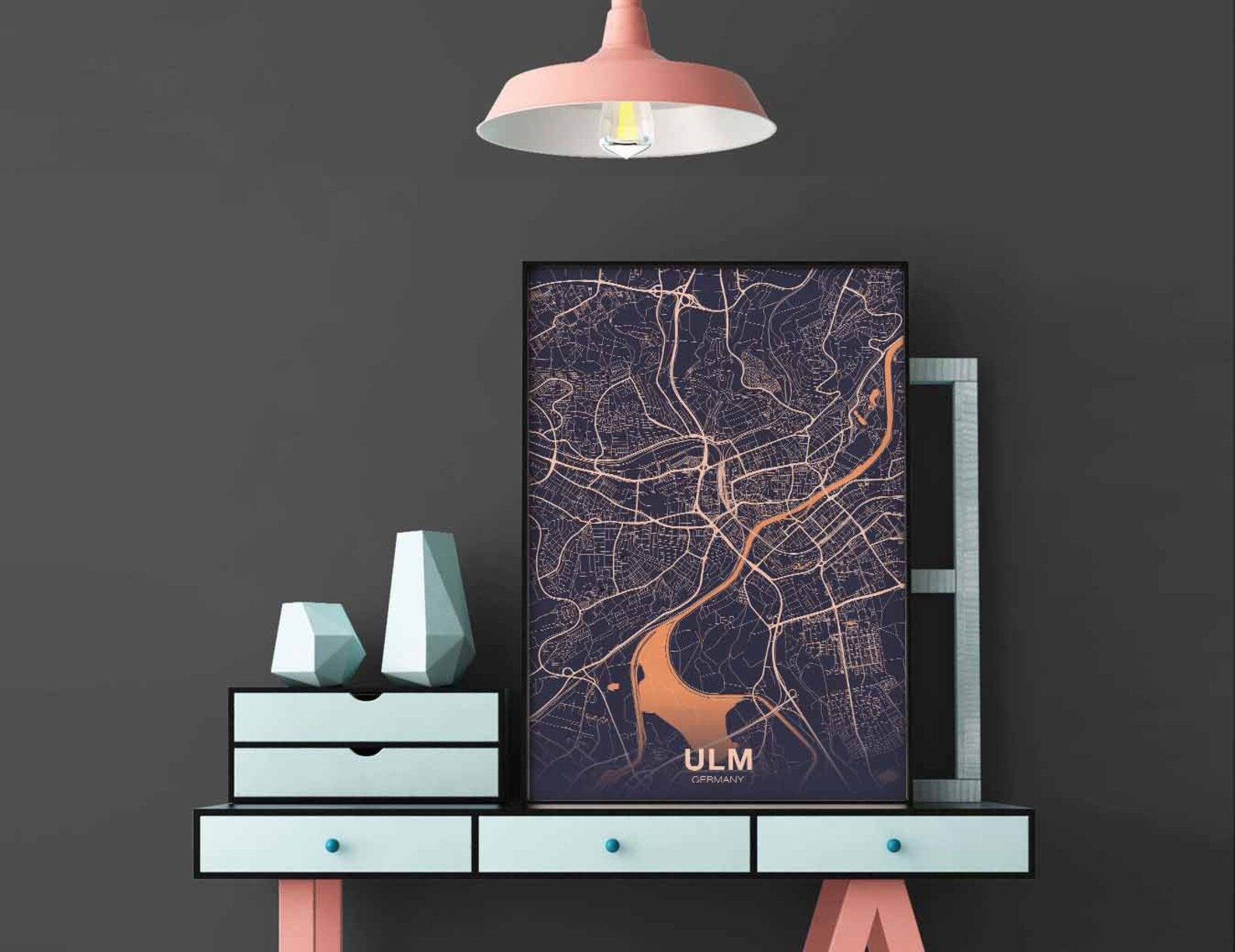 ULM Germany poster color Hometown City Print Modern Home Decor | Etsy