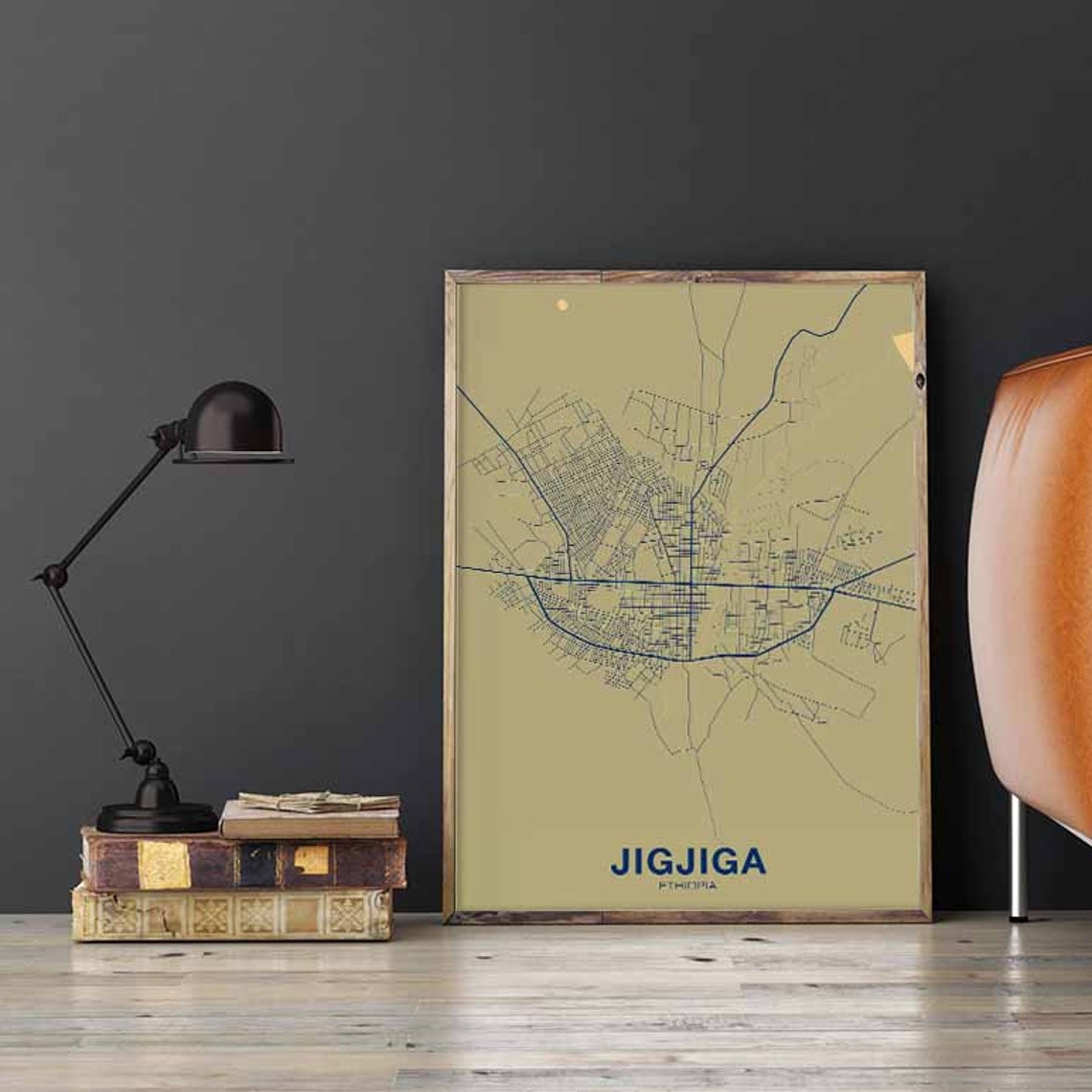 JIGJIGA Ethiopia Map Poster Color Hometown City Print Modern Home Decor ...