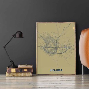 JIGJIGA Ethiopia Map Poster Color Hometown City Print Modern Home Decor ...