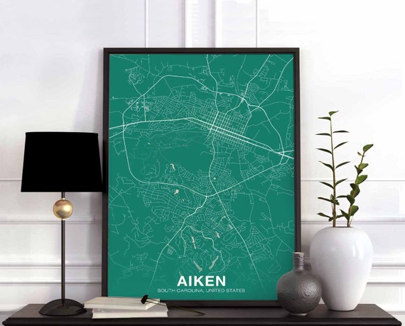 AIKEN South Carolina SC US Map Poster Color Hometown City - Etsy