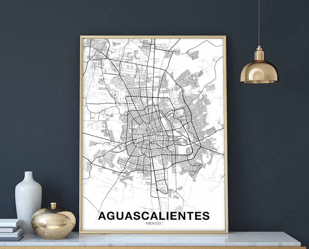 AGUASCALIENTES Mexico Map Poster Hometown City Print Modern Home Decor ...