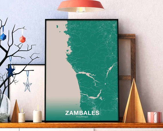 ZAMBALES Philippines Map Poster Color Hometown City Print | Etsy