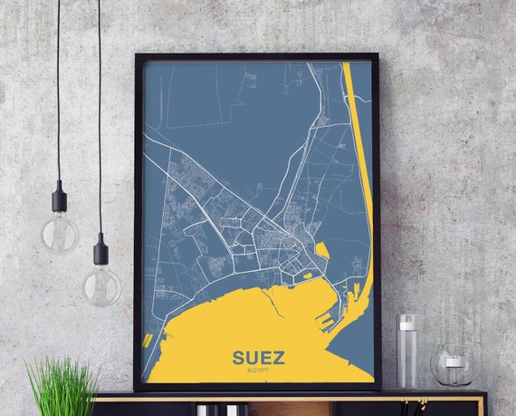 SUEZ Egypt Map Poster Color Hometown City Print Modern Home | Etsy