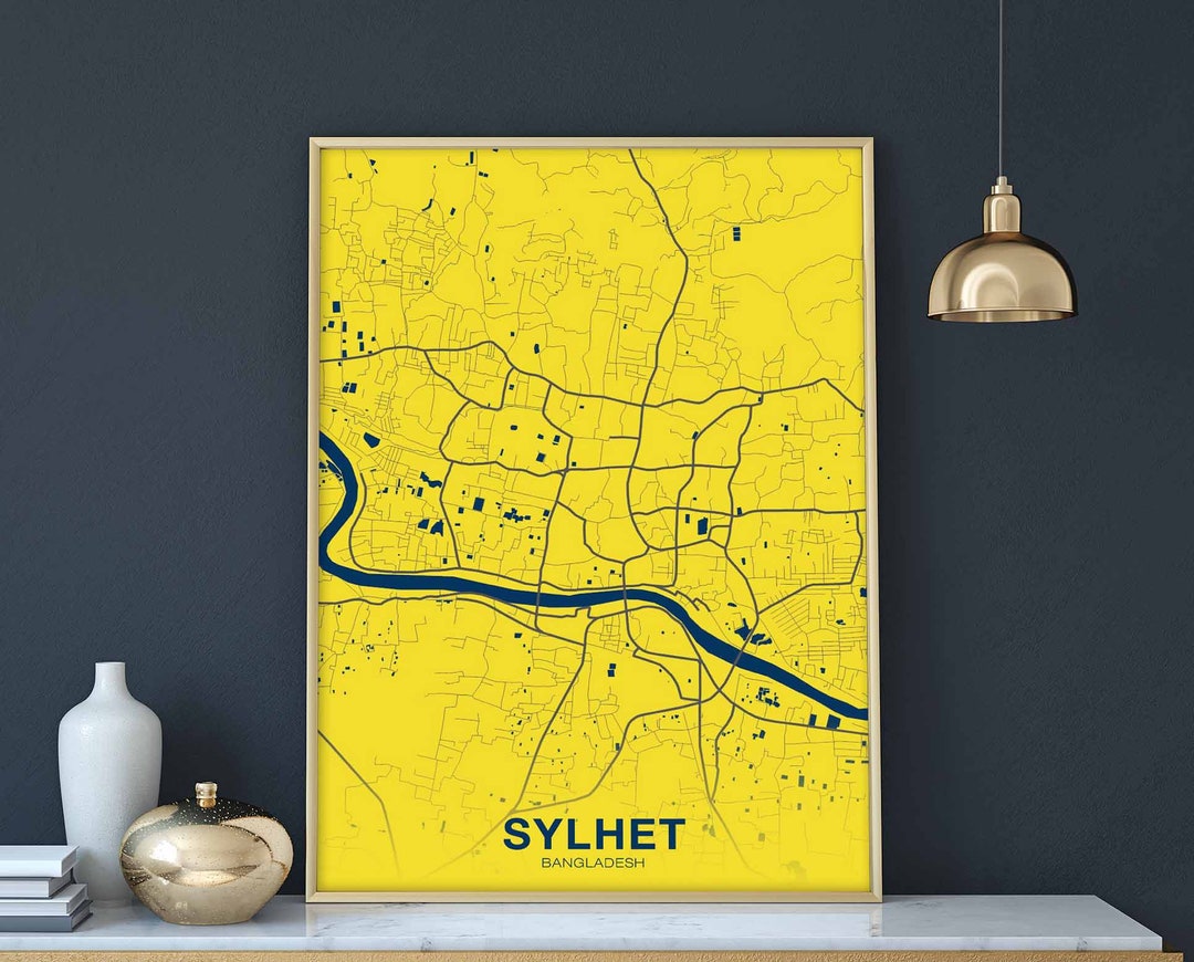 SYLHET Bangladesh Map Poster Color Hometown City Print Modern Home ...