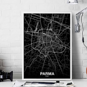 PARMA Italy Map Poster Black White Hometown City Print Modern Home ...